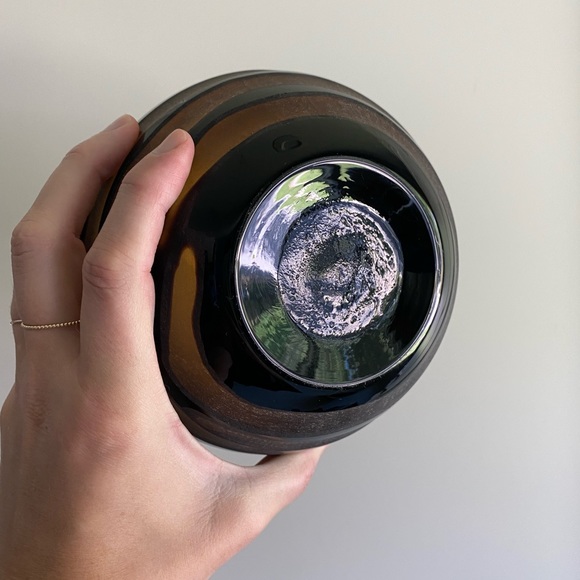 Vintage | Accents | Vintage Amber Colored Glass Orb Vase Art Glass Cut ...